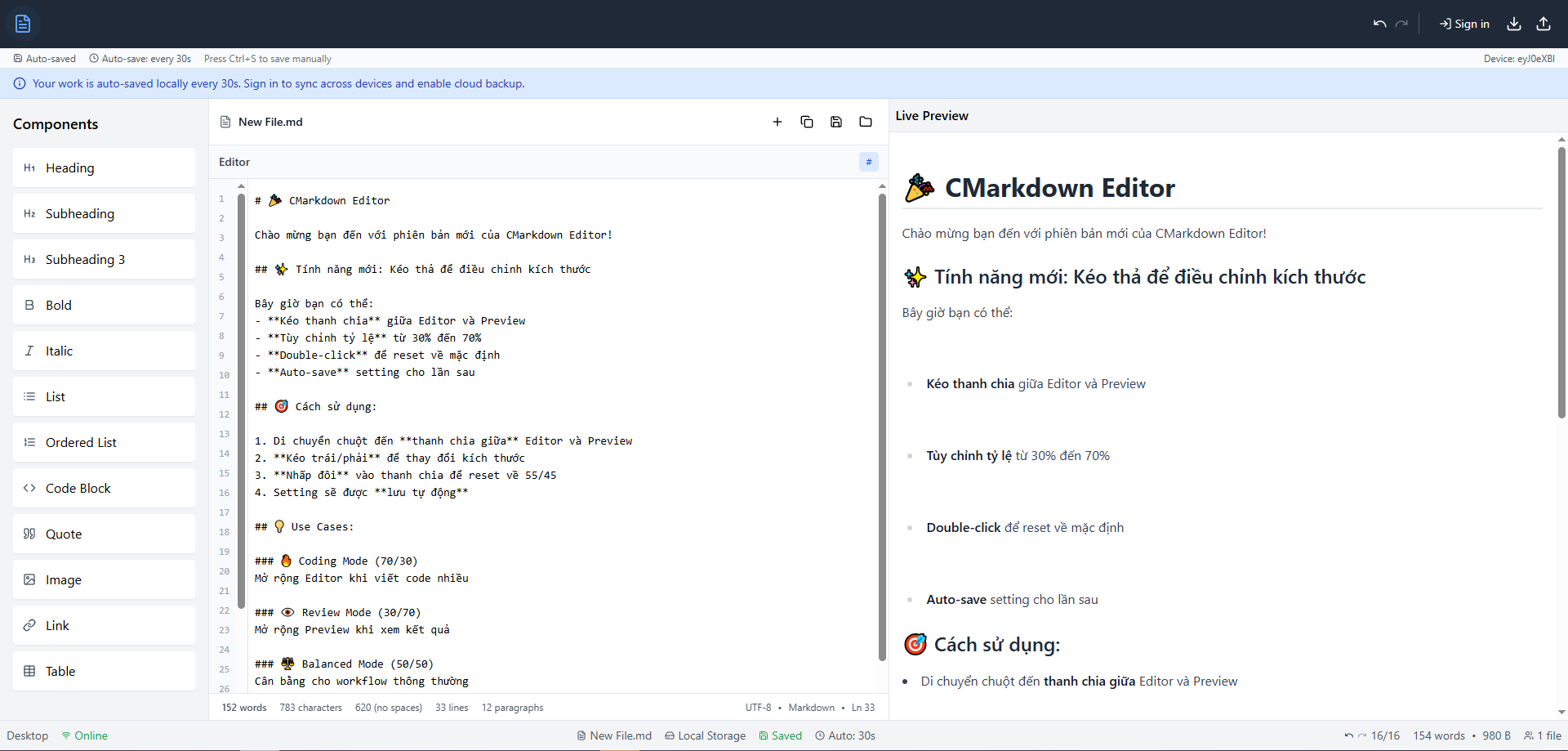 CMarkdown - Free Online Markdown Editor with Live Preview & Export